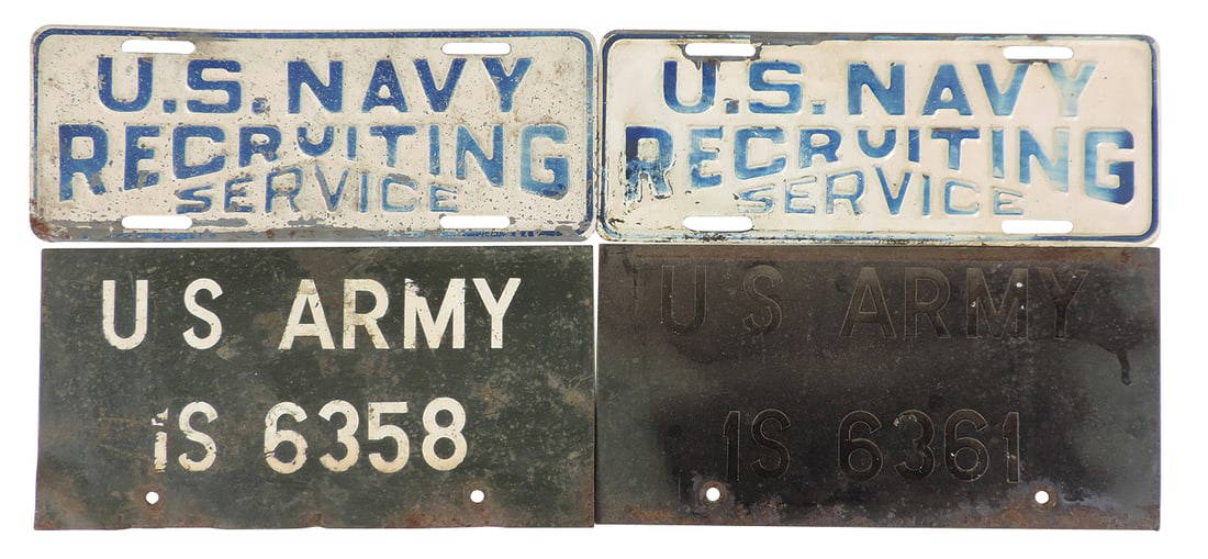 Militaria License Plates (4), Pair U.s. Recruiting, Pressed Steel ...