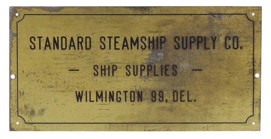 Nautical Steamship Sign, Etched Brass For Standard Steamship Supply Co ...