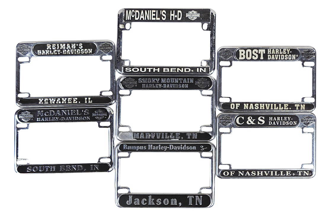 Motorcycle Harley-davidson License Plate Frames (7), Tn, In & Il Shops ...