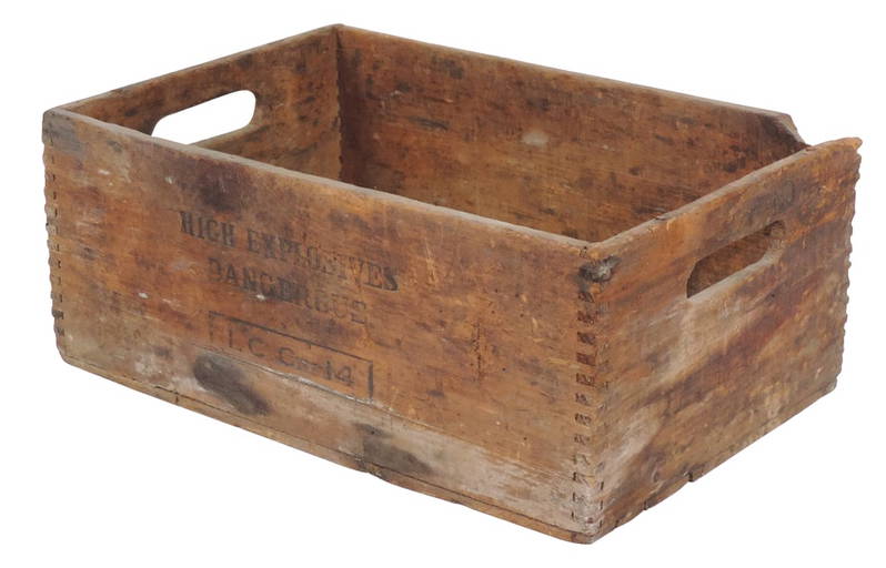 Firearms, Dynamite Crate, Finger Jointed Wood W/open Handles, Stamped ...