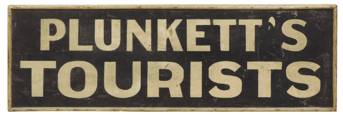 Automobilia Campground Sign, "plunkett's Tourists", Sand-painted Wood ...