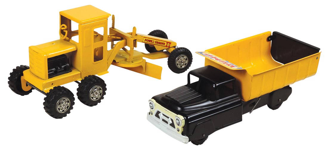 Toy Construction Vehicles (2), Marx Power Grader & Lumar Dump Truck ...