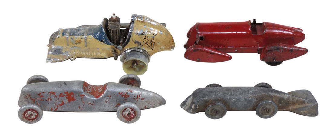 Toy Racers (4), Early Roy Cox Aluminum Thimble Drome W/engine (no ...