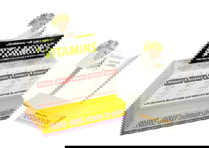 Drug Store Vitamin Displays (3), Colorful Cardboard Displays From Parke Dav