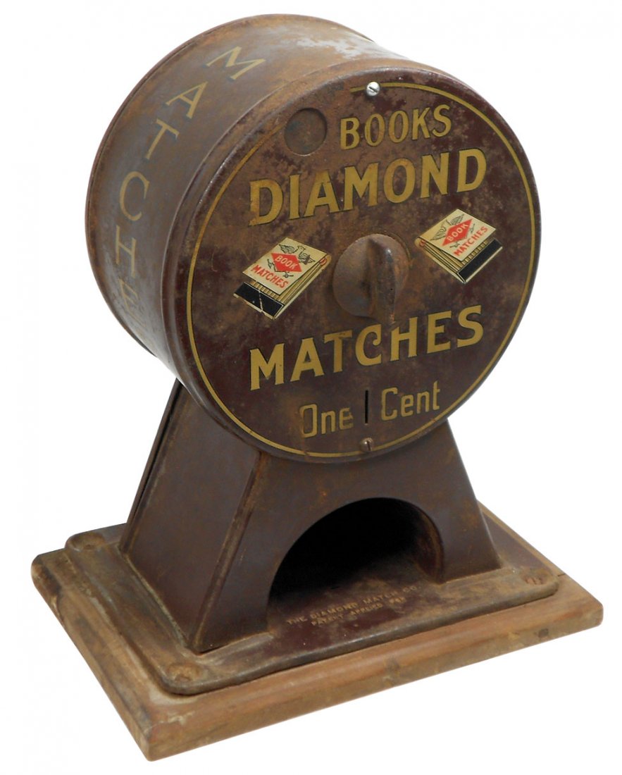 Coin-operated match vendor, Diamond Matches, vends 1 Ce