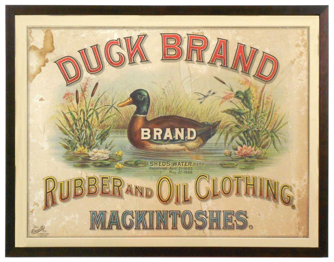 Advertising sign for Duck Brand Rubber & Oil Clothing, - May 04, 2013 ...