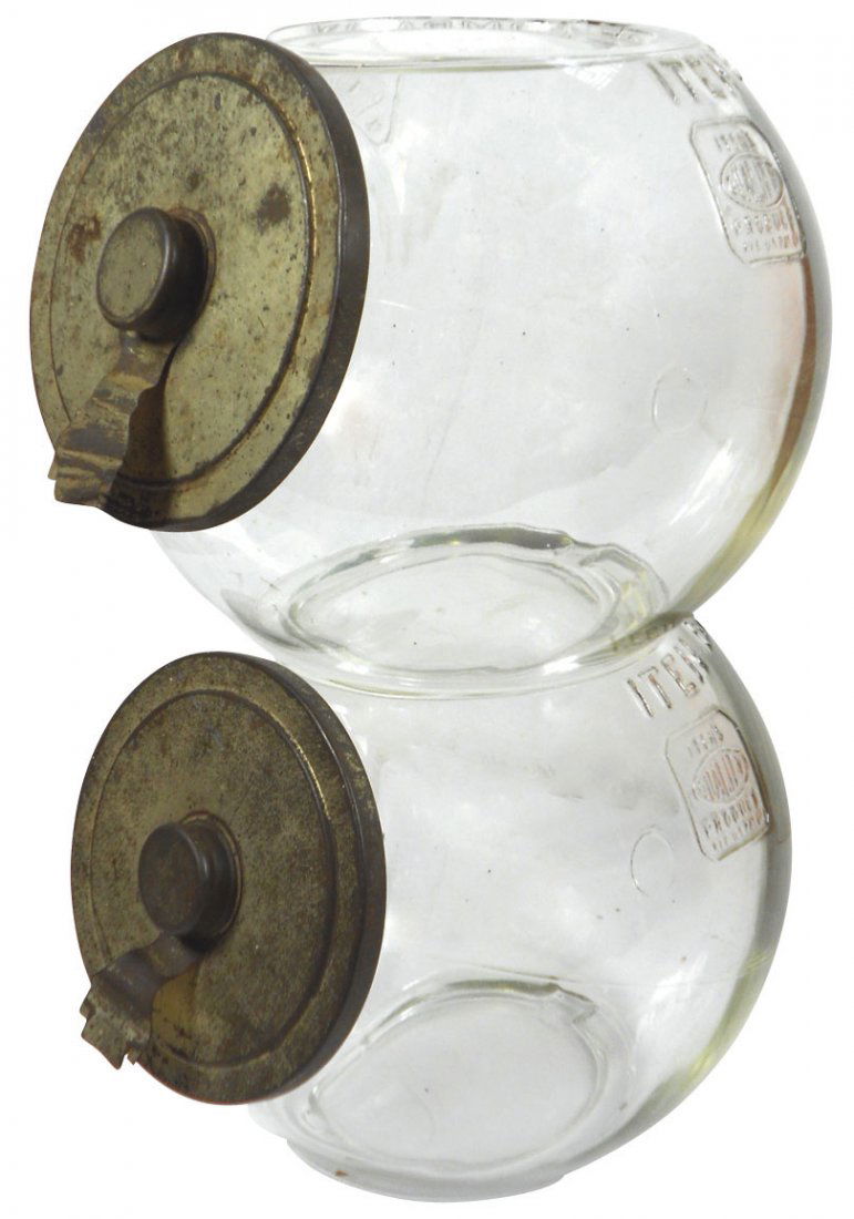 Iten Biscuit Co. stacking counter display jars (2), emb - May 04, 2013 ...