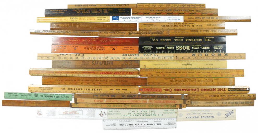 Advertising Rulers (34), Wood (some Expanding), Plastic