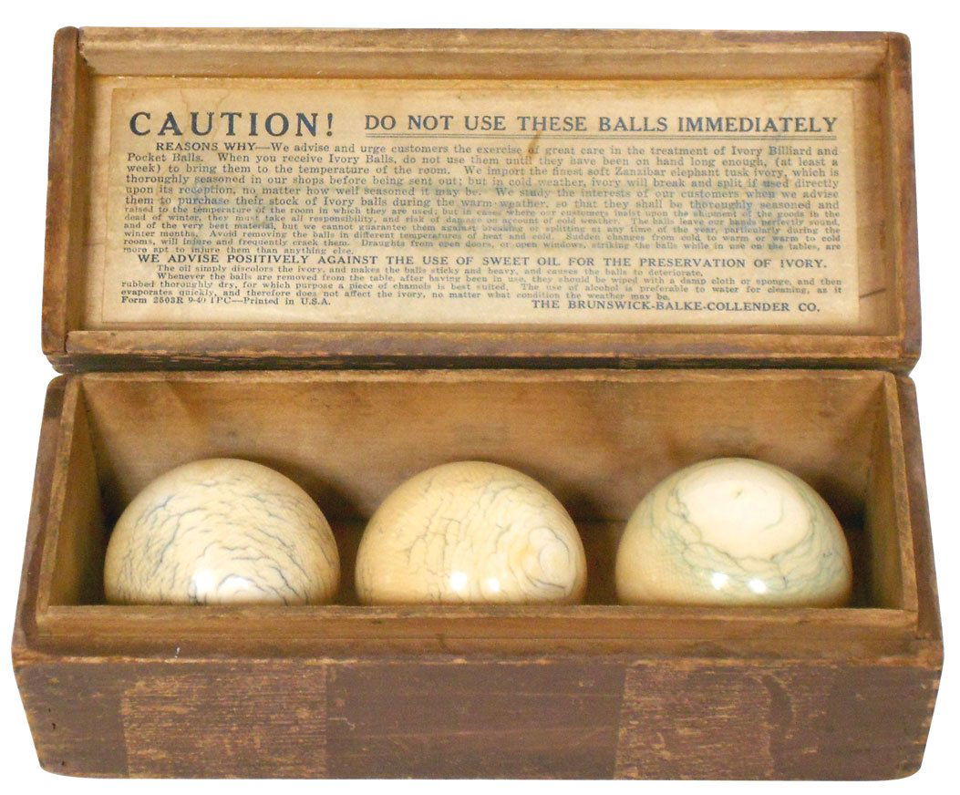 Ivory billiard balls (3) in Brunswick Balke Collender d - May 05, 2013 ...