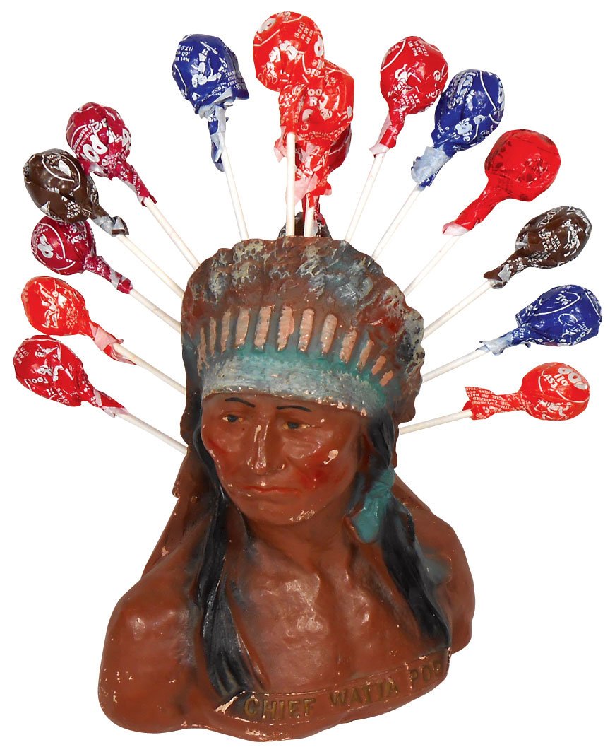 Country store sucker holder, Chief Watta Pop, chalkware