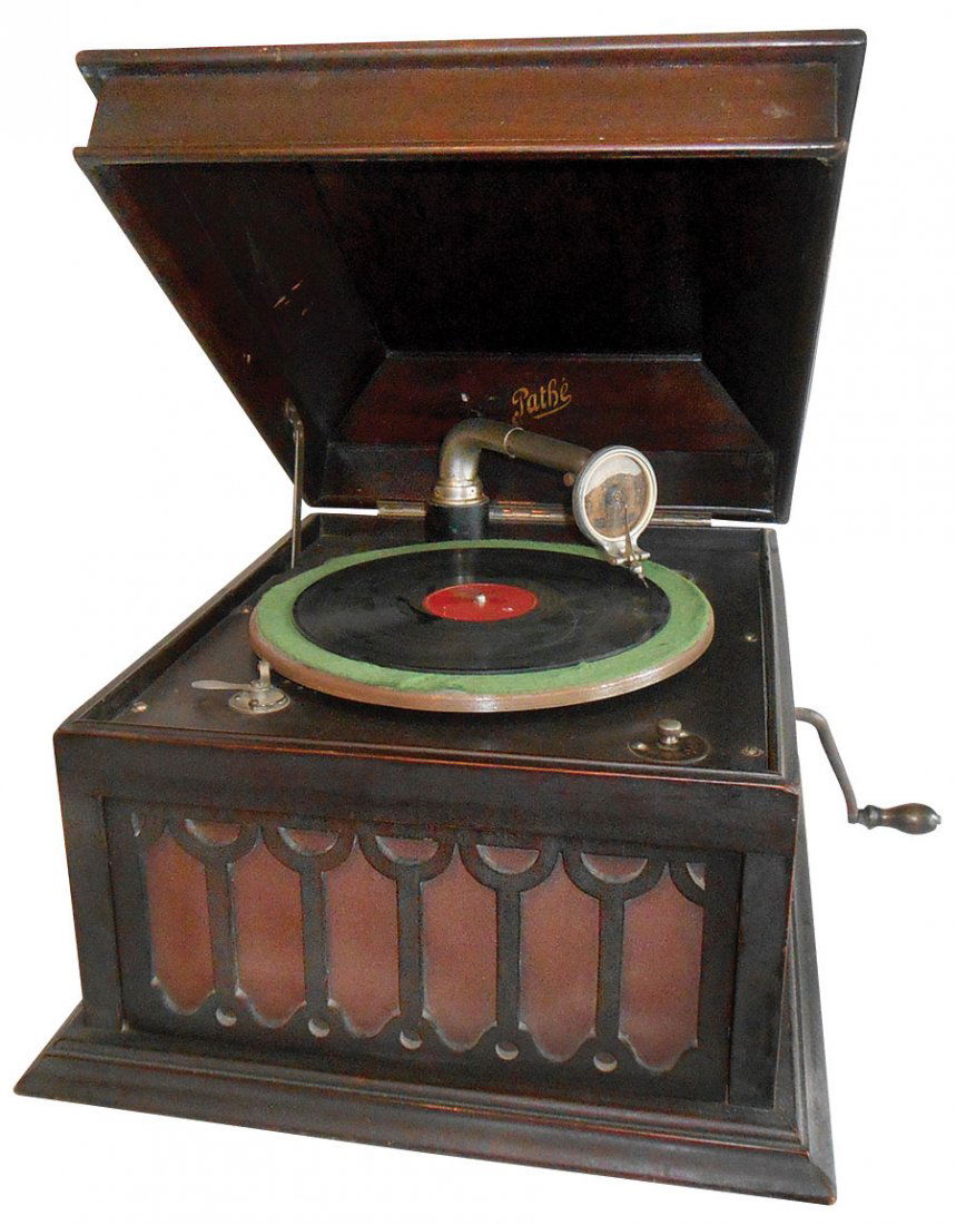Musical instrument, Pathe Record Player, orig mahogany