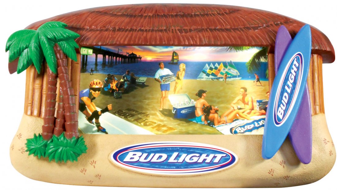 Breweriana, Bud Light motion sign w/rotating beach