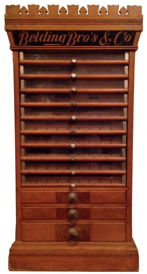 Spool cabinet, Belding, chestnut w/ebony trim, 10 glass - Nov 03, 2013 ...