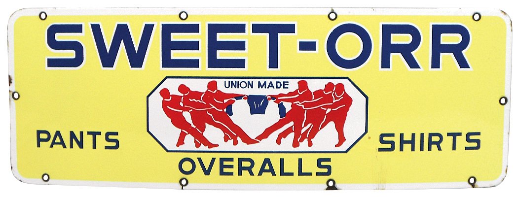 Advertising Sign, Porcelain, Sweet Orr Pants, Overalls