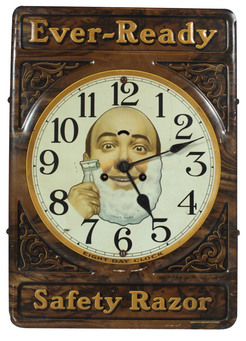 Barber shop advertising clock, Ever-Ready Safety Razor