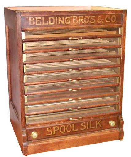 Country Store Spool Cabinet, Belding Bros. Spool Silk,