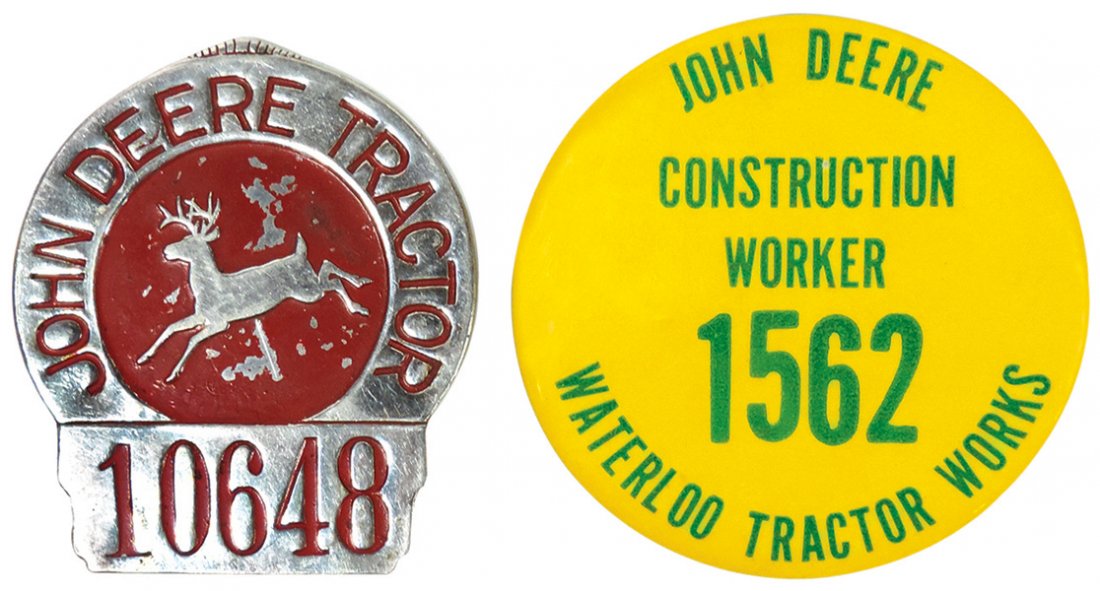 John Deere employee badges (2), John Deere Tractor red