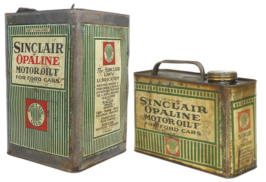 Petroliana Cans (2), Sinclair Opaline Motor Oil "f" For