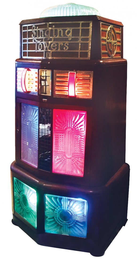 Coin-operated jukebox, AMI Singing Towers, c.1939, Art