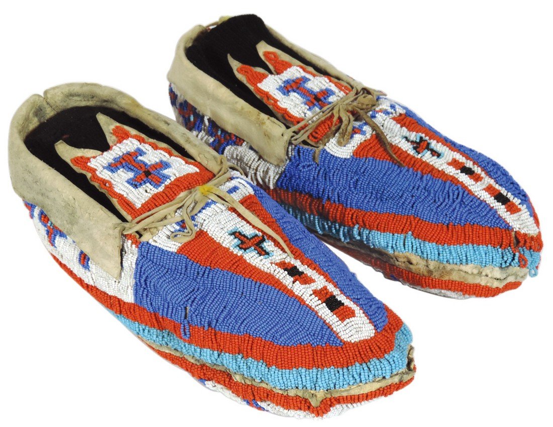 Native American moccasins, Ceremonial, fully beaded