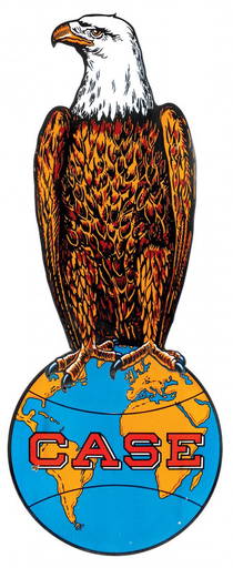 Farm Equipment Sign, J. I. Case Eagle On Globe,