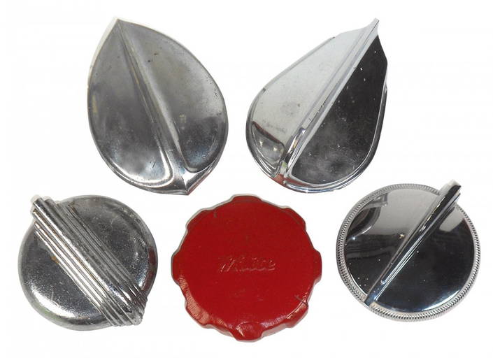 Automotive Radiator Caps (5), 1930 Plymouth, 1934 Ford,