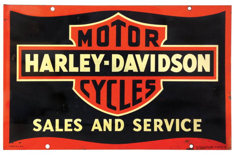 Motorcycle Sign, Harley Davidson Motor Cycles Sales