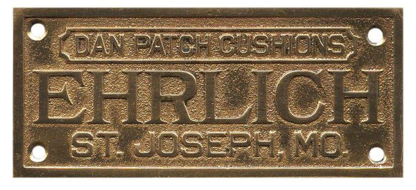 1331: Billiard table identification plate, Ehrlich, St.
