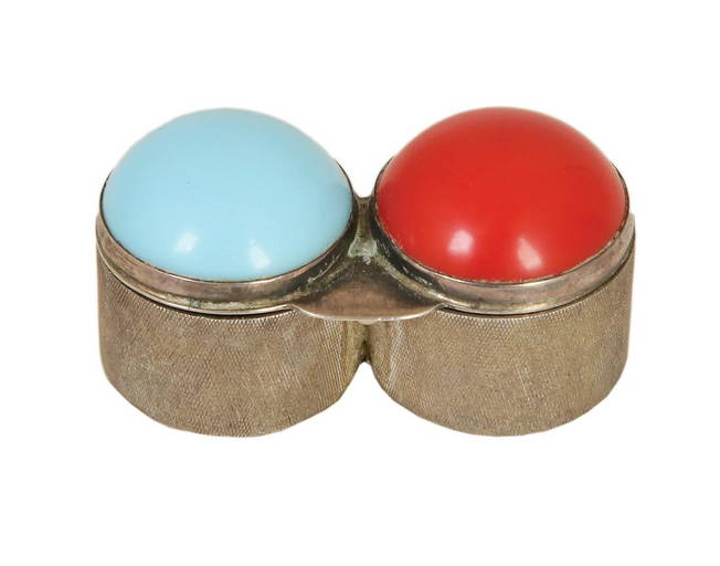 Gucci Sterling Silver And Inset Stone Container For Salt And Pepper