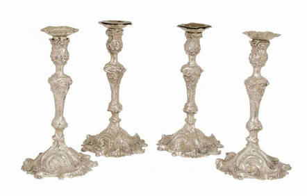 Set of 4 Tiffany & Co. Rococo style silver plate candlesticks - Jan 07 ...