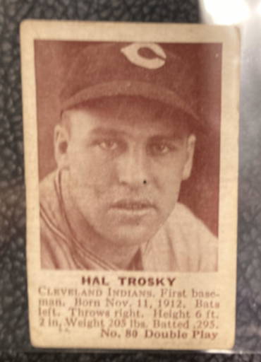 1941 Hal Trosky # 80 Cleveland Indians Play Hand Cut