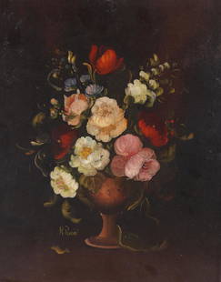 R. Ruggeri Oil Painting On Canvas Floral