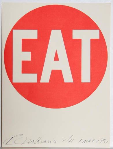 Robert Indiana, Eat, Menu For Chanterelle, Silkscre