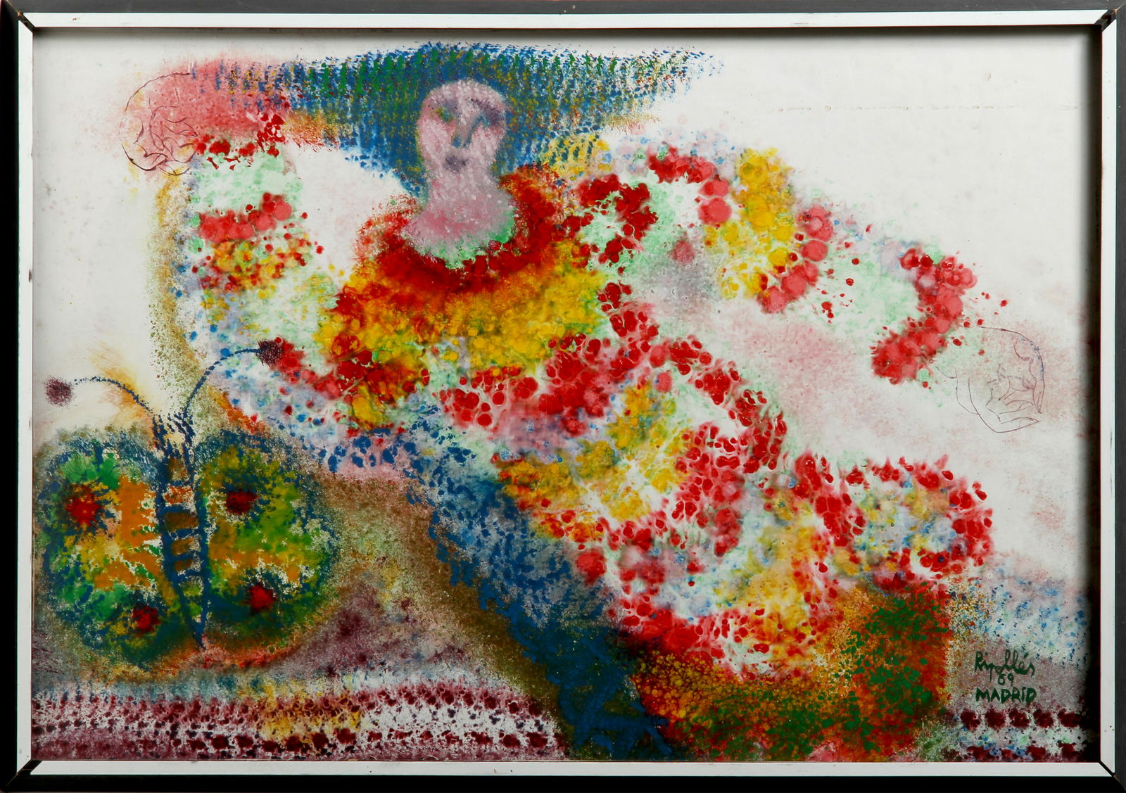 Juan Garcia Ripolles, Woman With Butterfly, Oil On