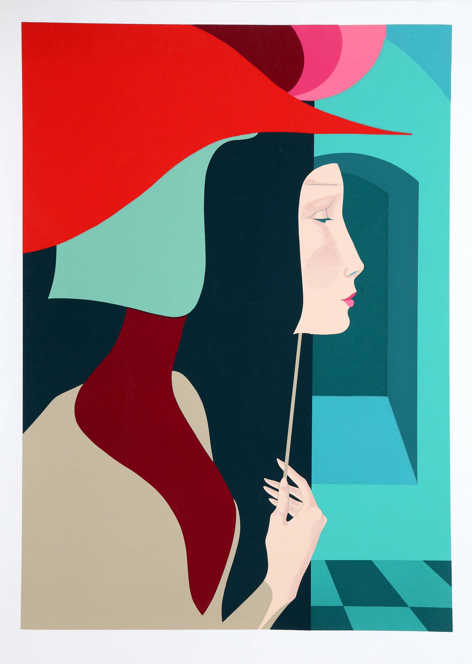 Amleto Dalla Costa, Woman in Red Hat, Screenprint Poster (#0486) on Apr 14, 2023 | RoGallery in NY
