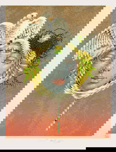 Mark Van Epps, Mask Of World Peace, Lithograph On Rag Paper