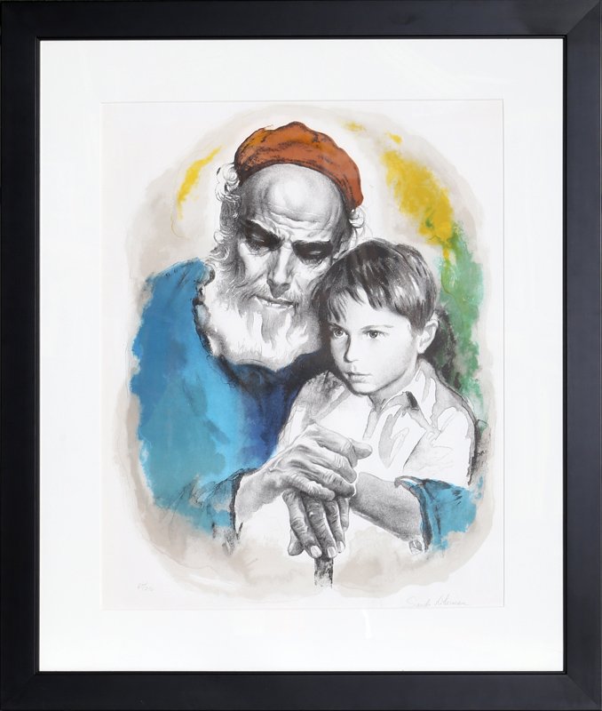 Sandu Liberman, Father and Son, Lithograph