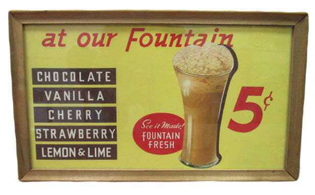 Original Framed Soda Fountain Sign