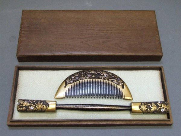 Japanese Lacquer Hair Comb Set (kushi & Kogai)