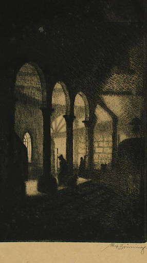 Brüning, Max, ''im Gewölbe'', Original Radierung, 32 X