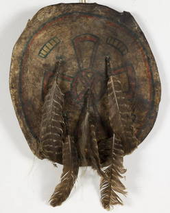 Native American Hide Shield With Feathers