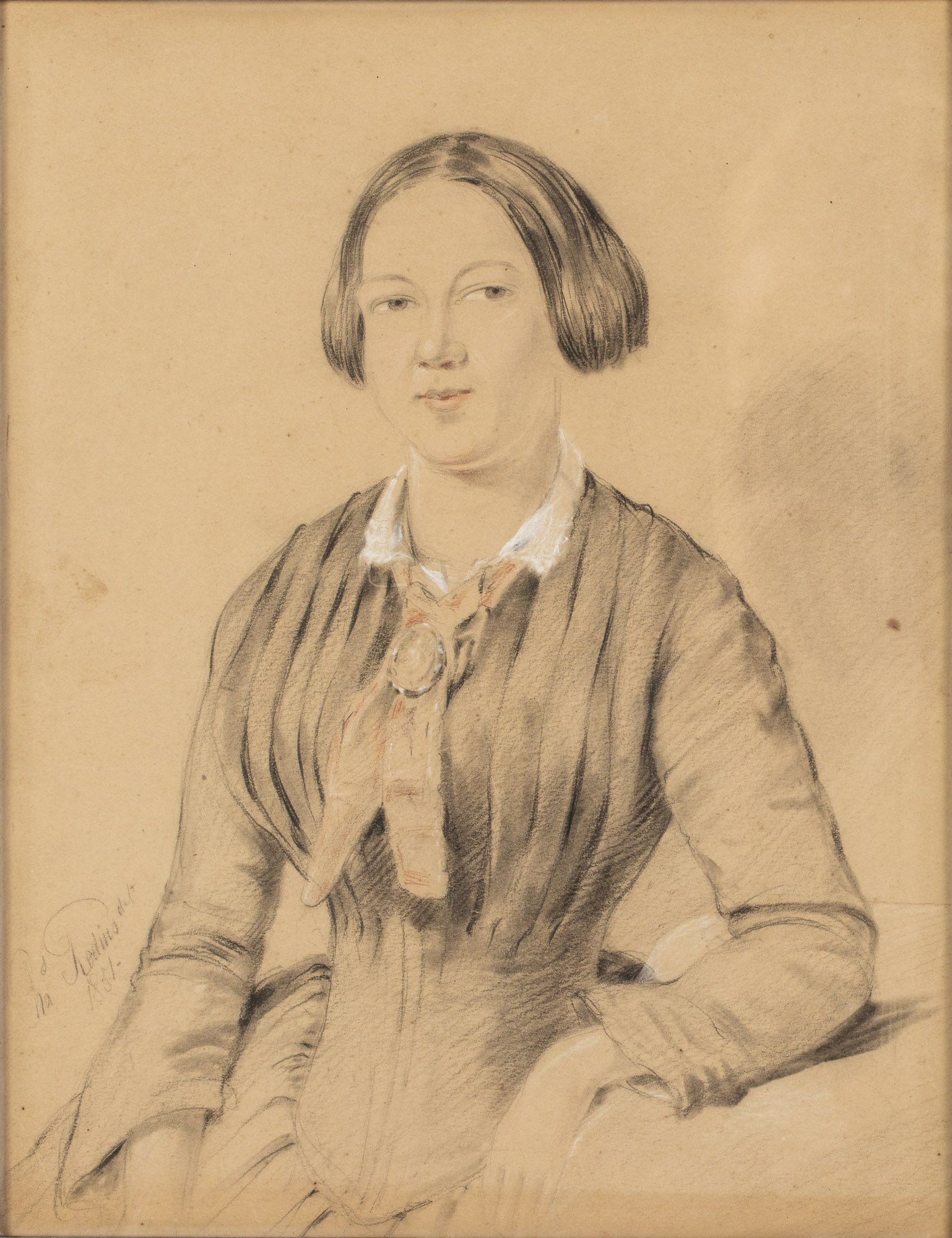 Charles Rodius (1802-1860) Sara Flower, Charcoal 1851 Auction