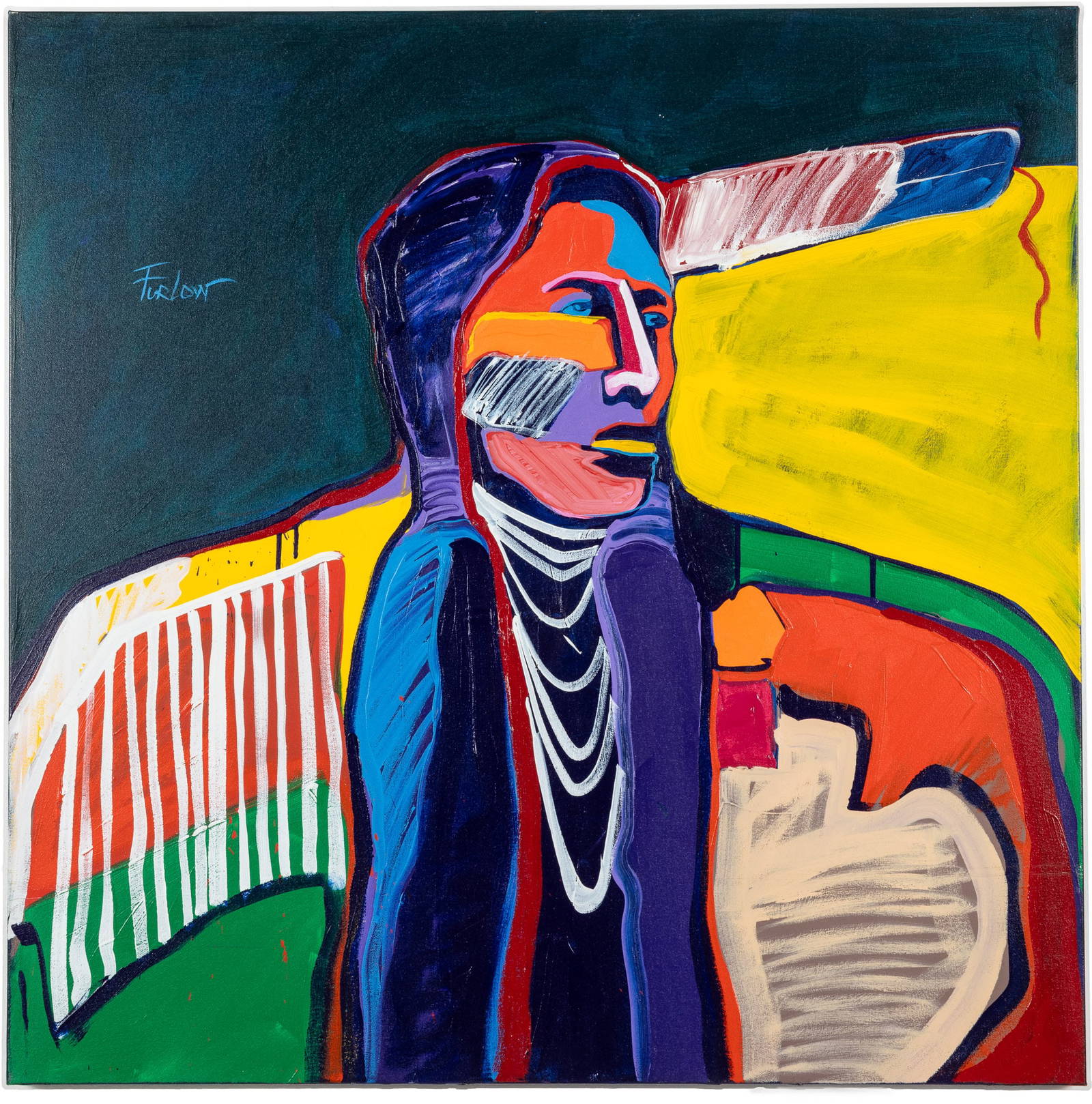Malcolm Furlow (b. 1946), Rose Bud Sioux, Acrylic Auction