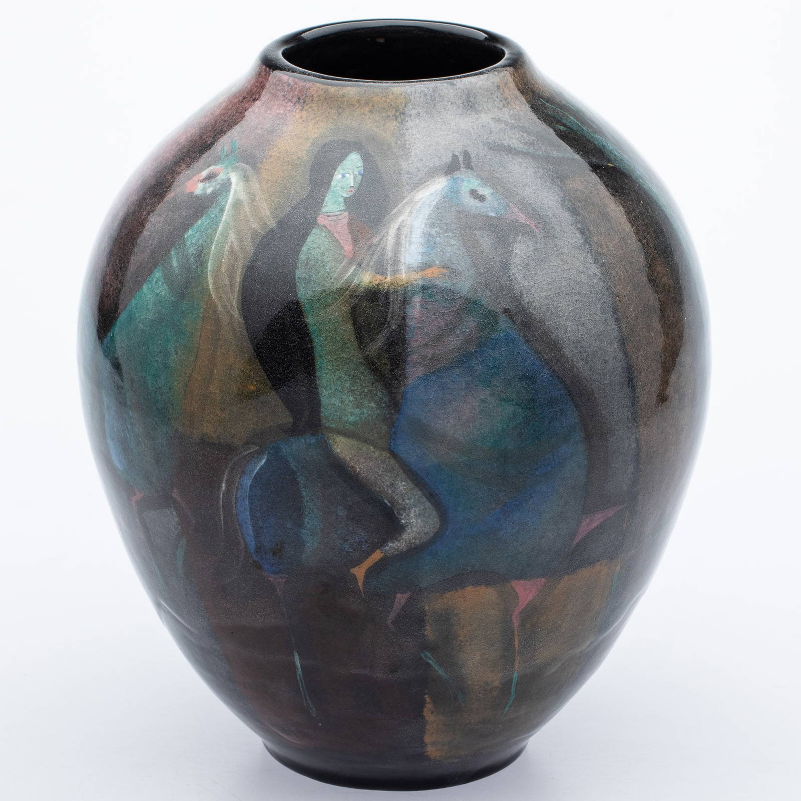 Polia Pillin (1909-1992), Vase W/ Women And Horse Auction