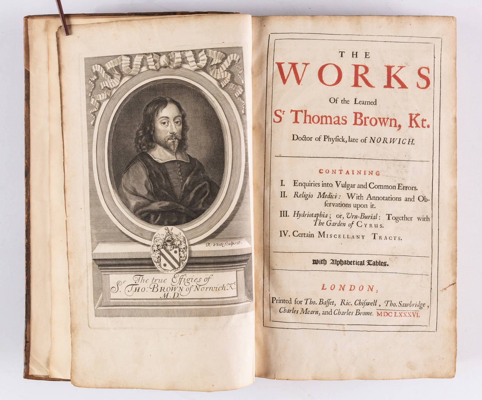 Browne, Thomas, Works, 1686 Auction