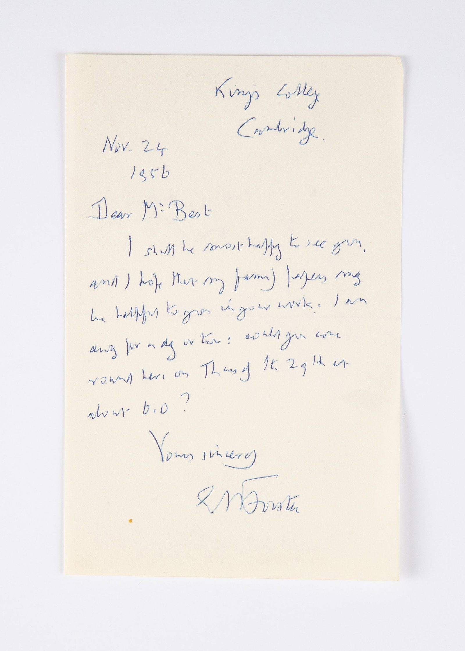 Forster, E.m. (1879 1970) Autographed Letter