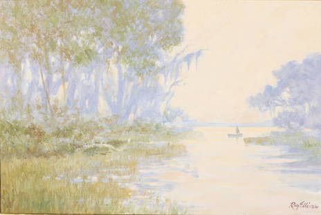 Ray Ellis (sc/ma, 1921-2013), Fishing The Bend, W/c Auction