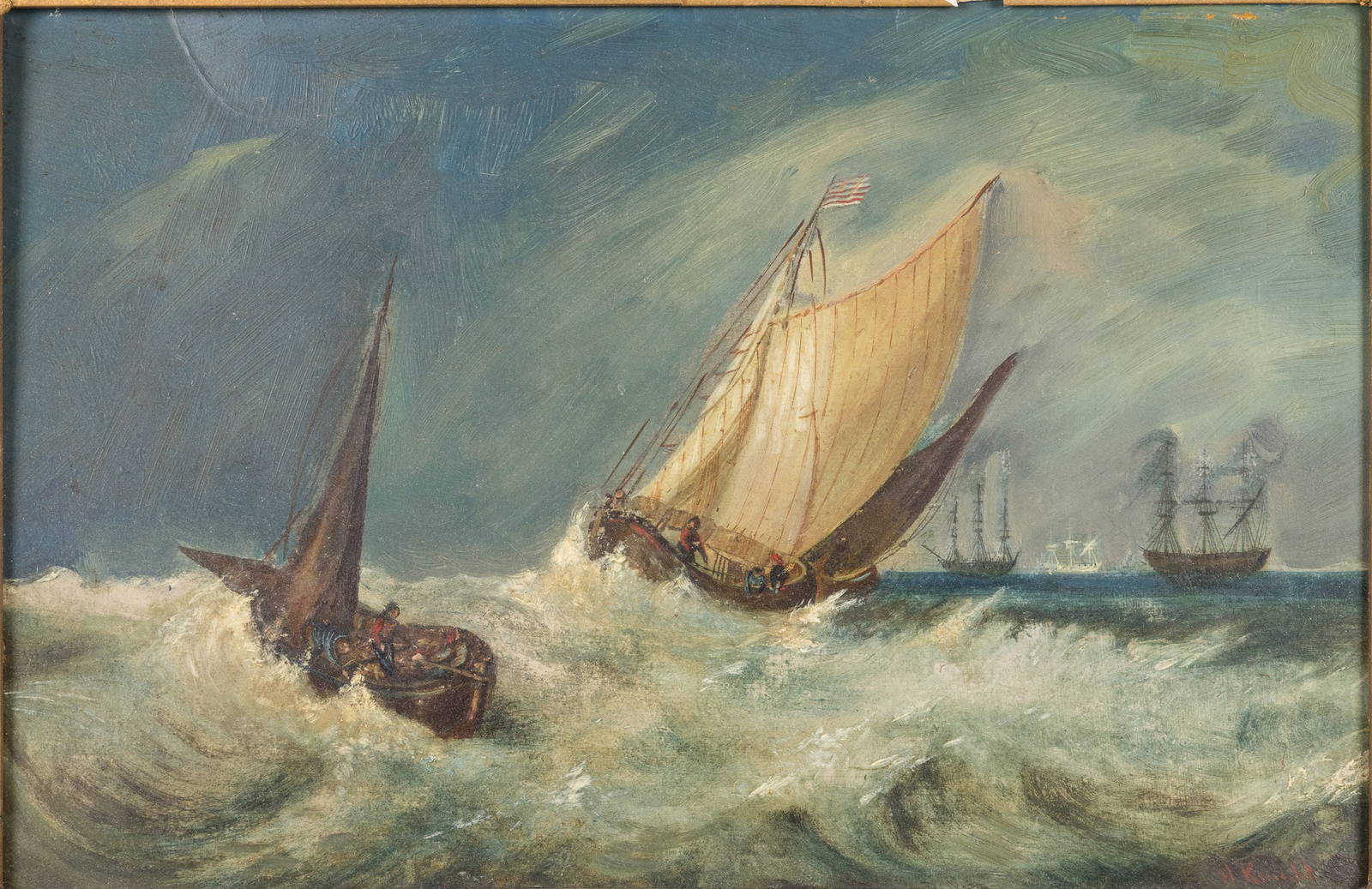 H. Knight (british, 19th C), Sailing Ships, O/c Auction