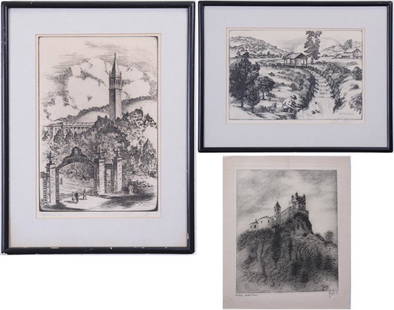 2 Alec Stern Etchings California Mission