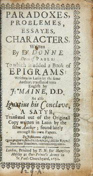 Donne (john) Paradoxes, Problems